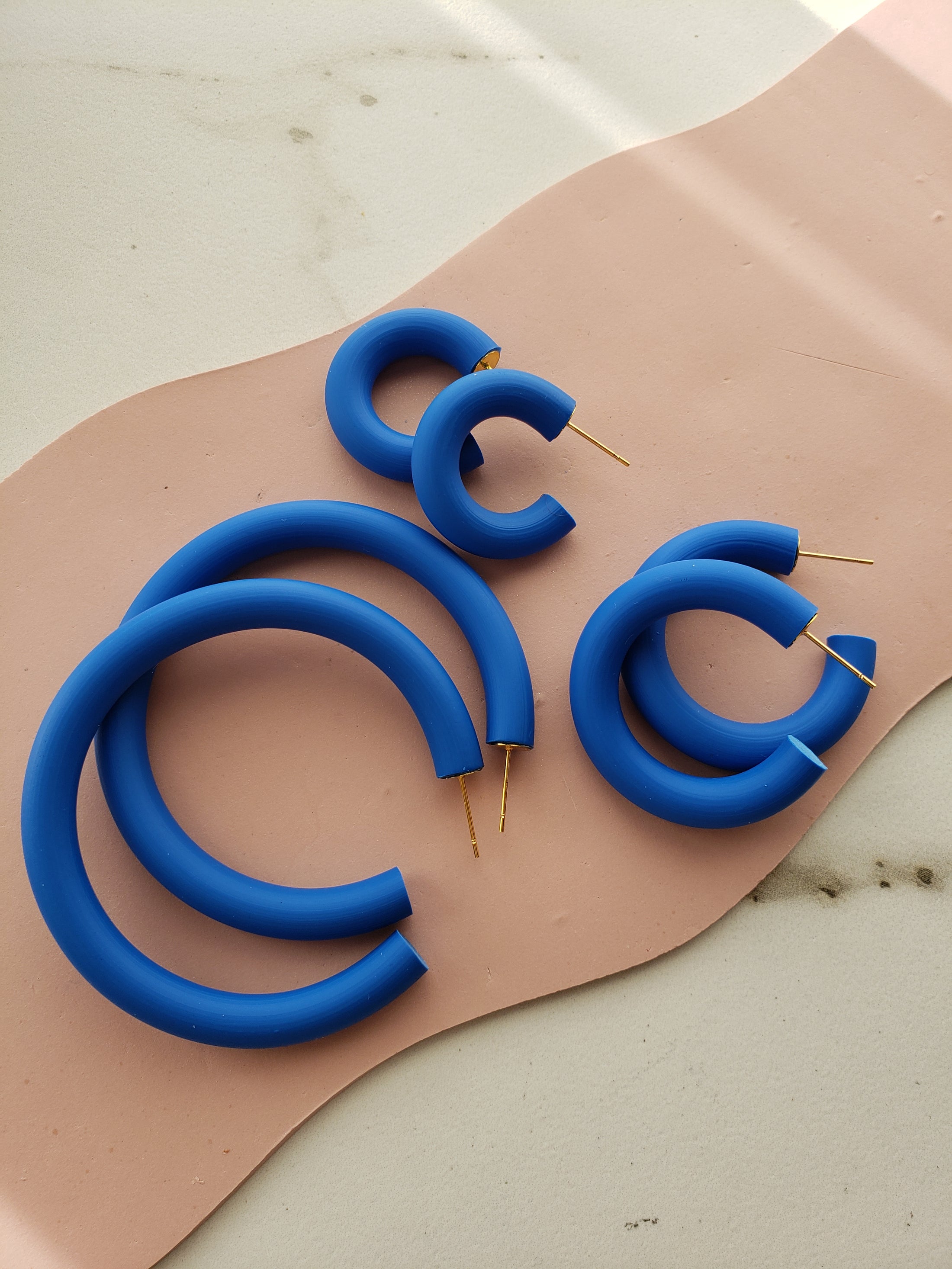 Cobalt Blue Polymer Clay Hoop – Made by Maeberry