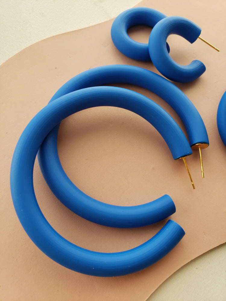 Cobalt Blue Polymer Clay Hoop – Made by Maeberry