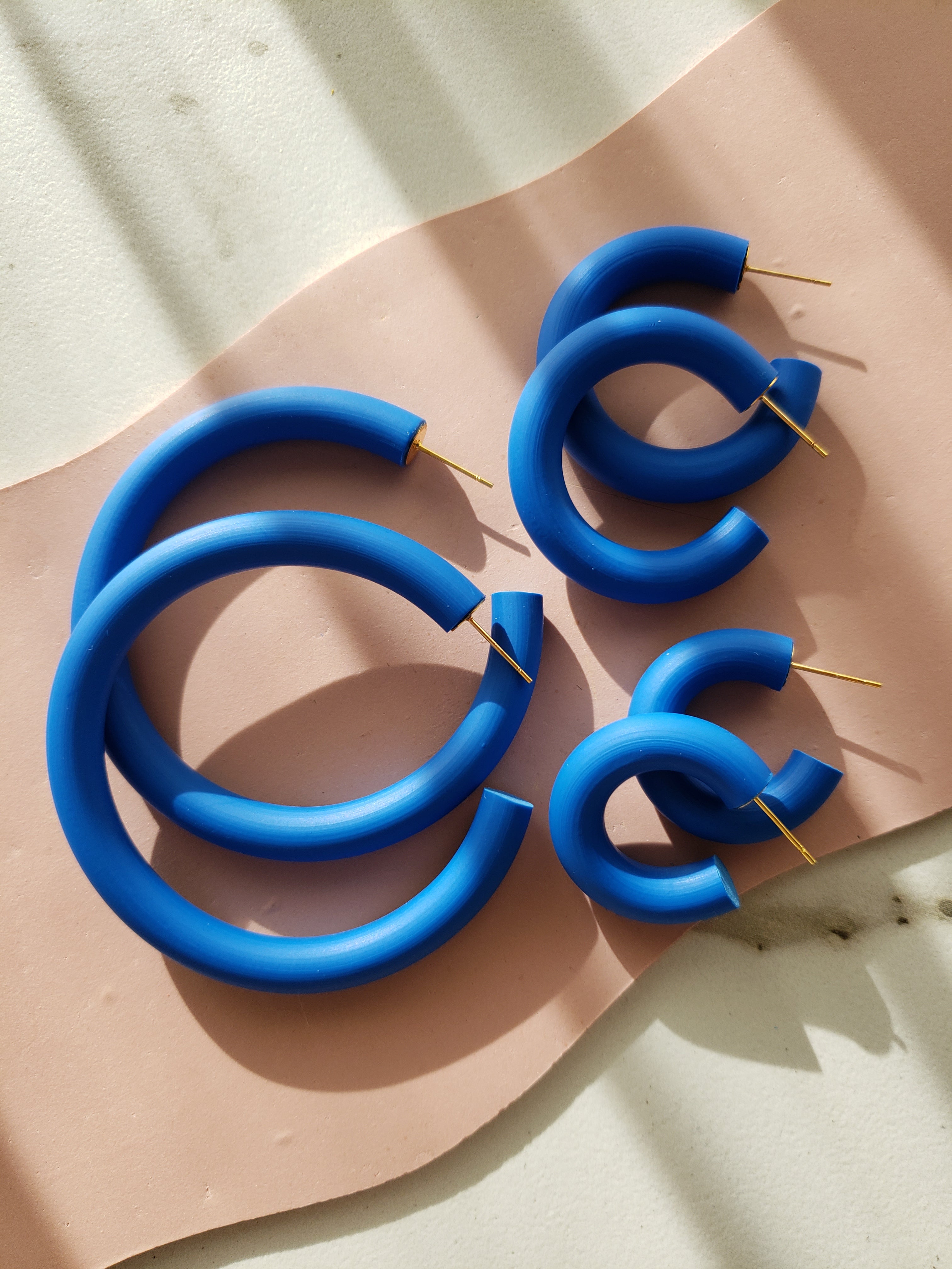 Cobalt Blue Polymer Clay Hoop – Made by Maeberry